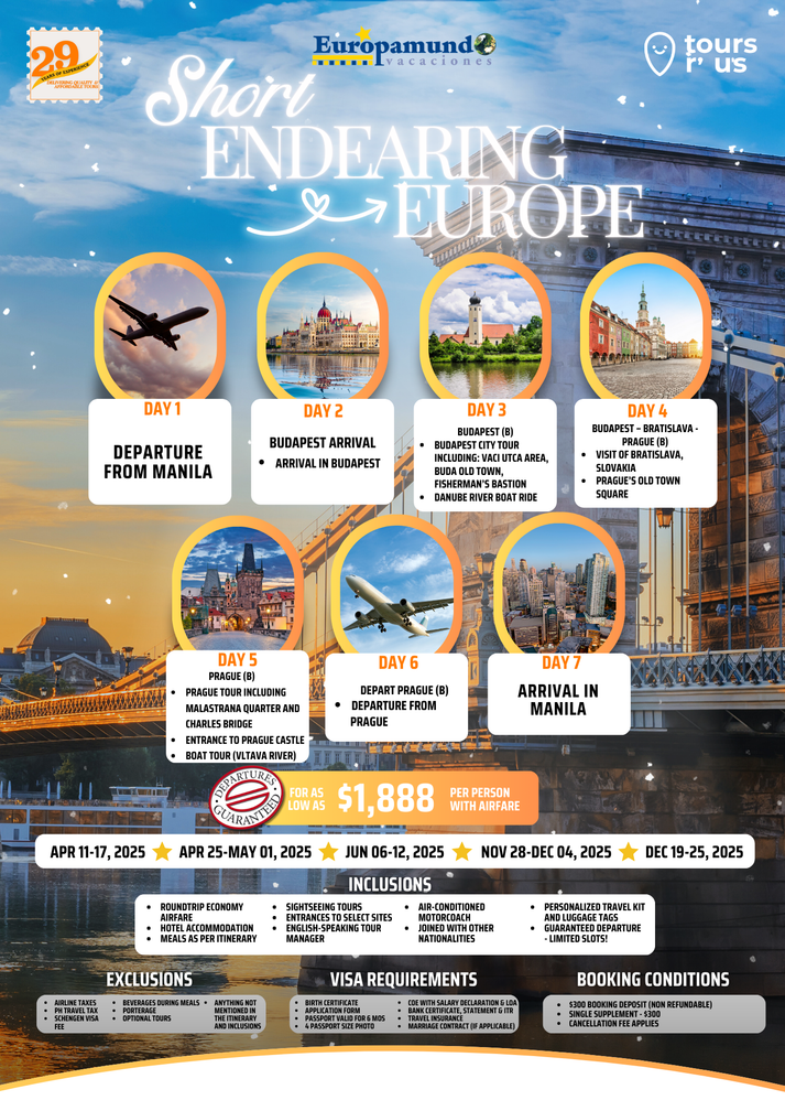 Short Endearing Europe $1888 – Mad Sun Travel and Tours